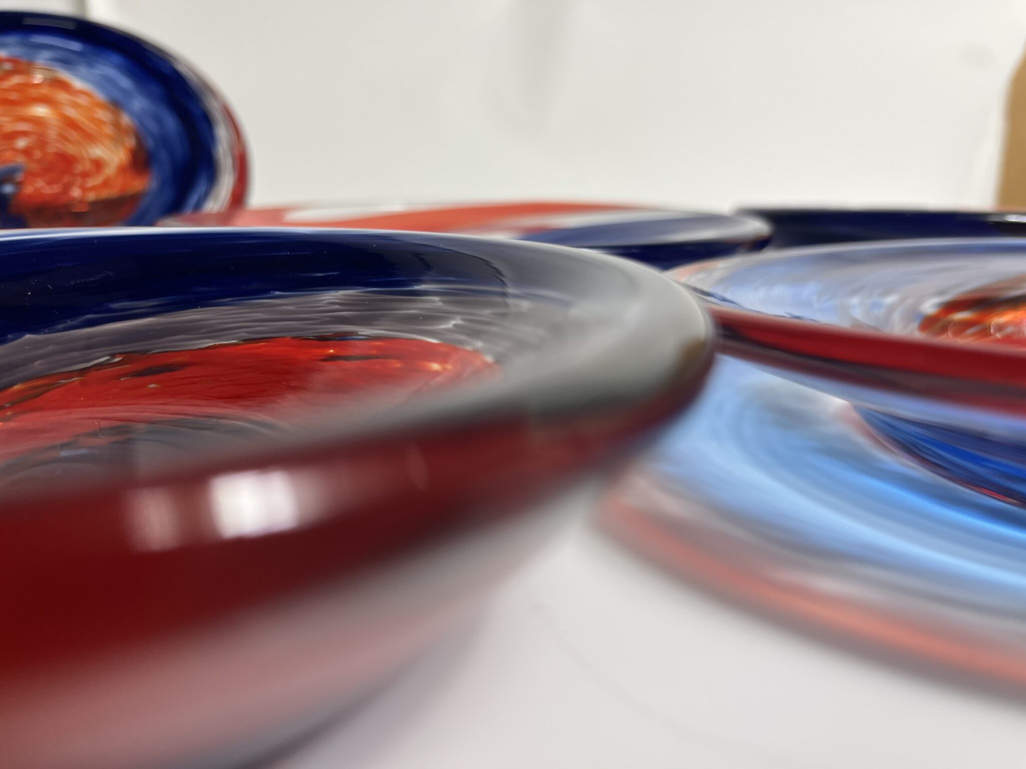 Red and Blue Swirl Plate – Ignite Glass Studios